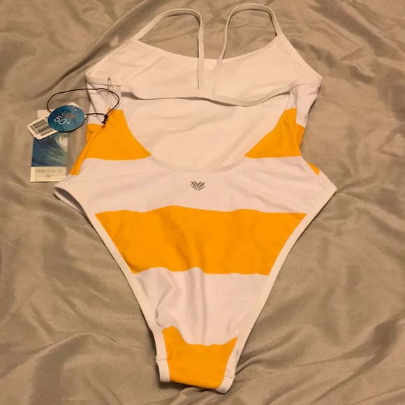 Forever 21 | Swim | Yellow And White Striped Bathing Suit | Poshmark